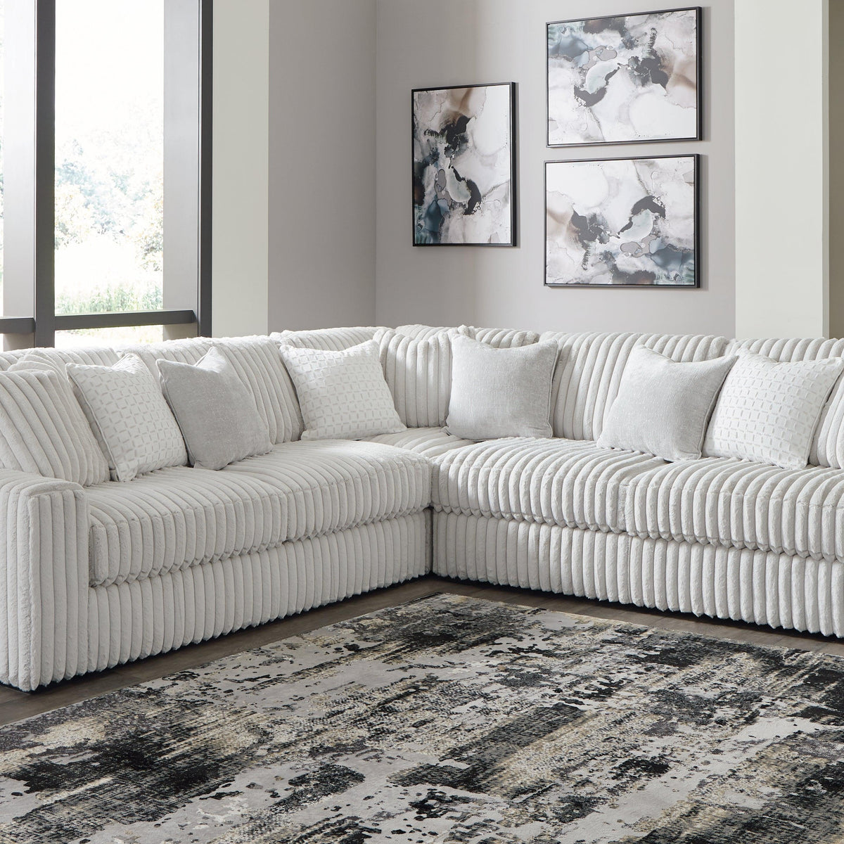 Stupendous Alloy Velvet 3-Piece Sectional - Ella Furniture